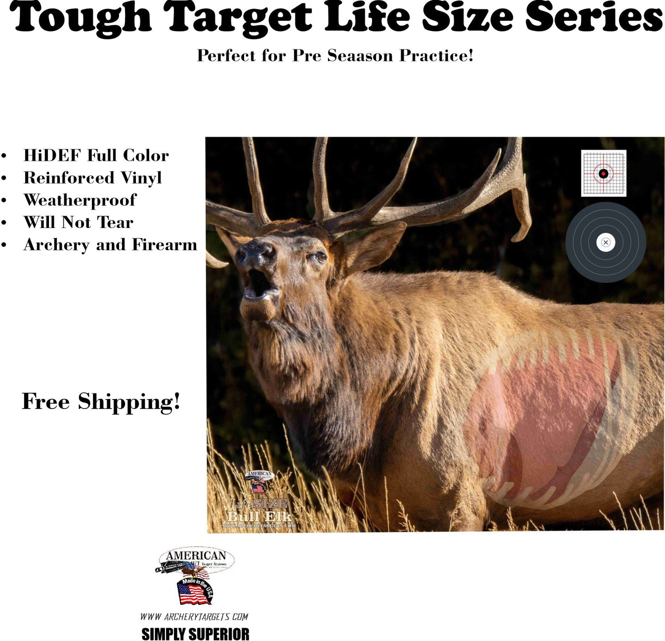 2 Pack Life Size Bugling Elk Target Face – American Whitetail Targets